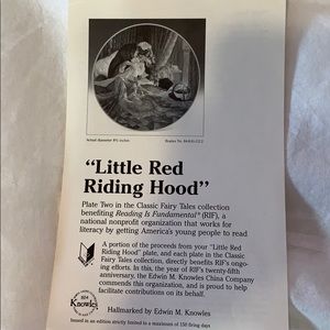 Knowles | Other | Plate 2 Little Red Riding Hood Classic Fairy Tale ...